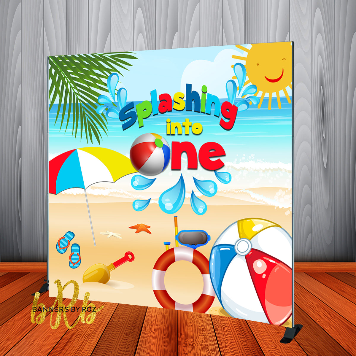 Beach Theme Party Birthday Backdrop Personalized - Designed, Printed ...