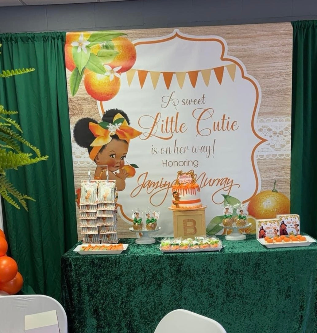 Little Cutie Baby Shower Backdrop - Designed, Printed & Shipped ...