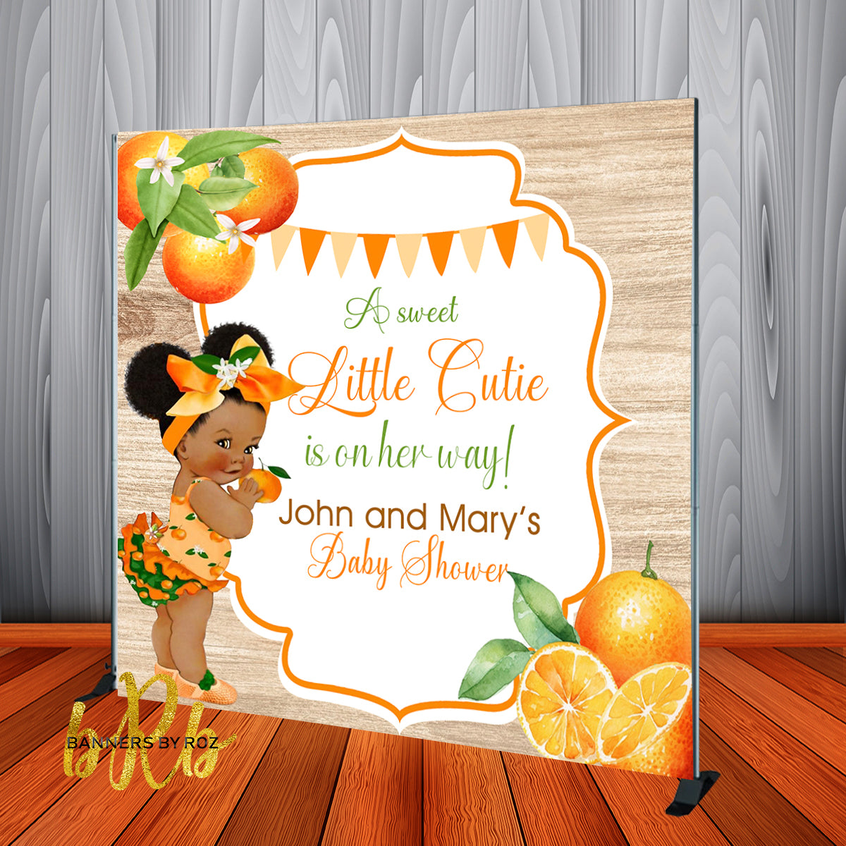 Little Cutie Baby Shower Backdrop - Designed, Printed & Shipped ...