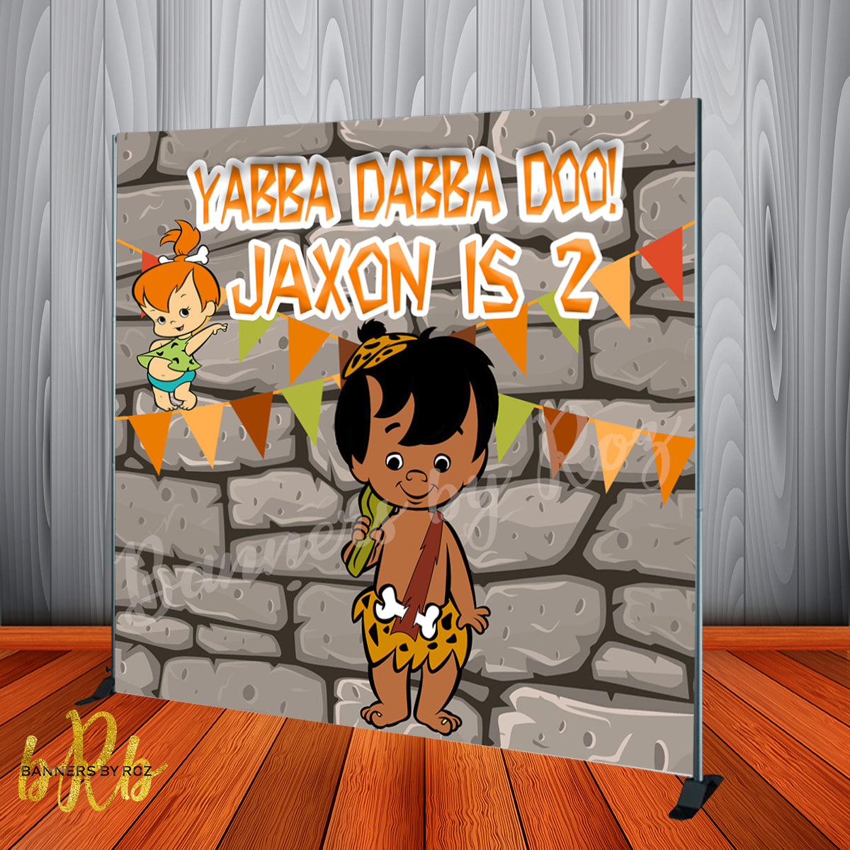African American Bamm Bamm Flintstones Party Backdrop Personalized - D ...