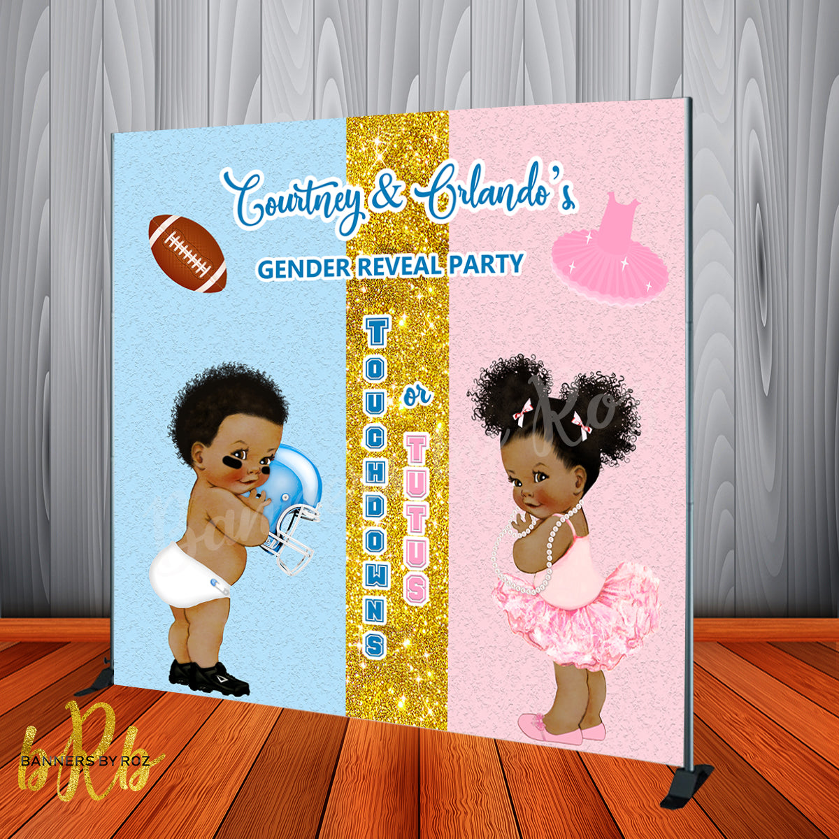 Touchdowns or Tutus Gender Reveal Backdrop Personalized Printed & Ship ...
