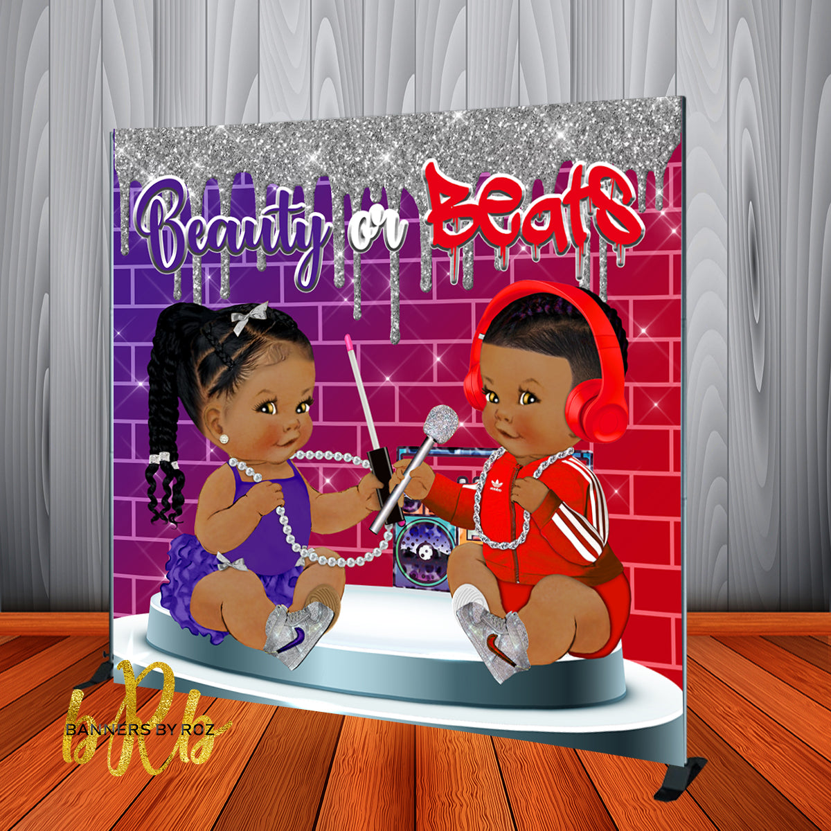 Beauty or Beats Backdrop Personalized Step & Repeat - Designed, Printe ...