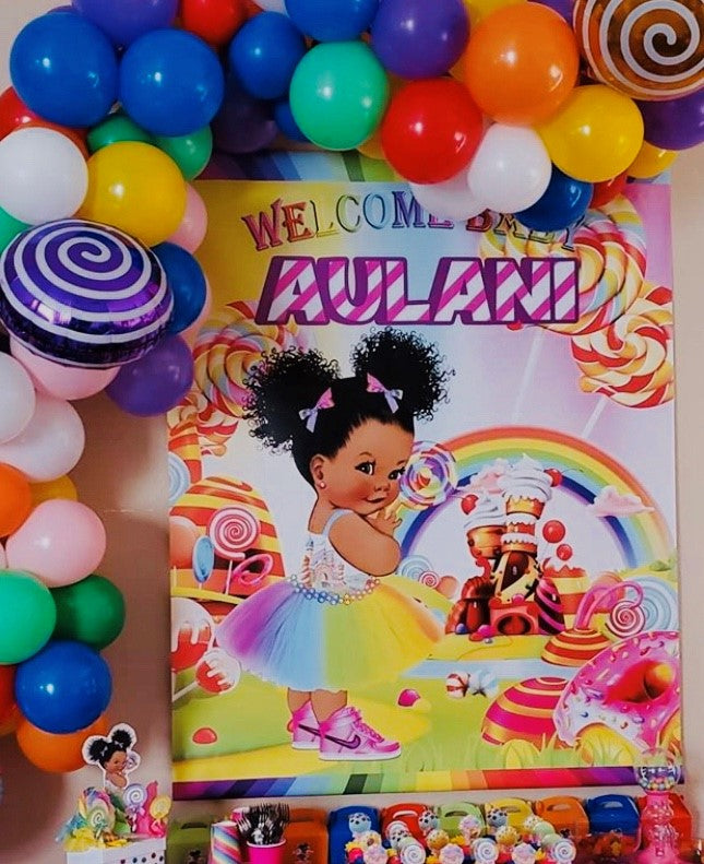 Candy Land Baby Backdrop Personalized Step & Repeat - Designed, Printe ...