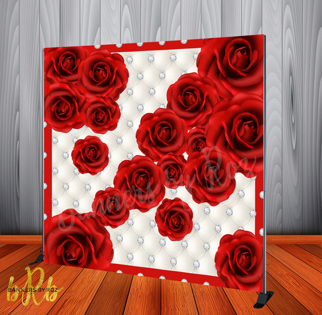 Red Roses Floral Backdrop- Step & Repeat - Designed, Printed & Shipped ...