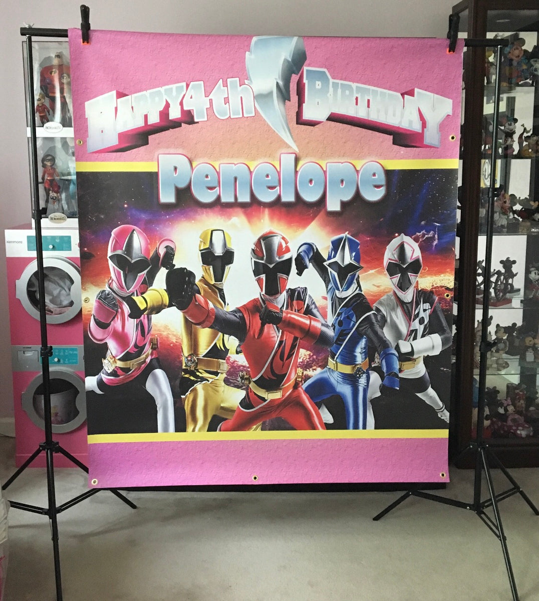Pink Power Rangers Ninja Steel Birthday Party Backdrop Personalized Pr ...
