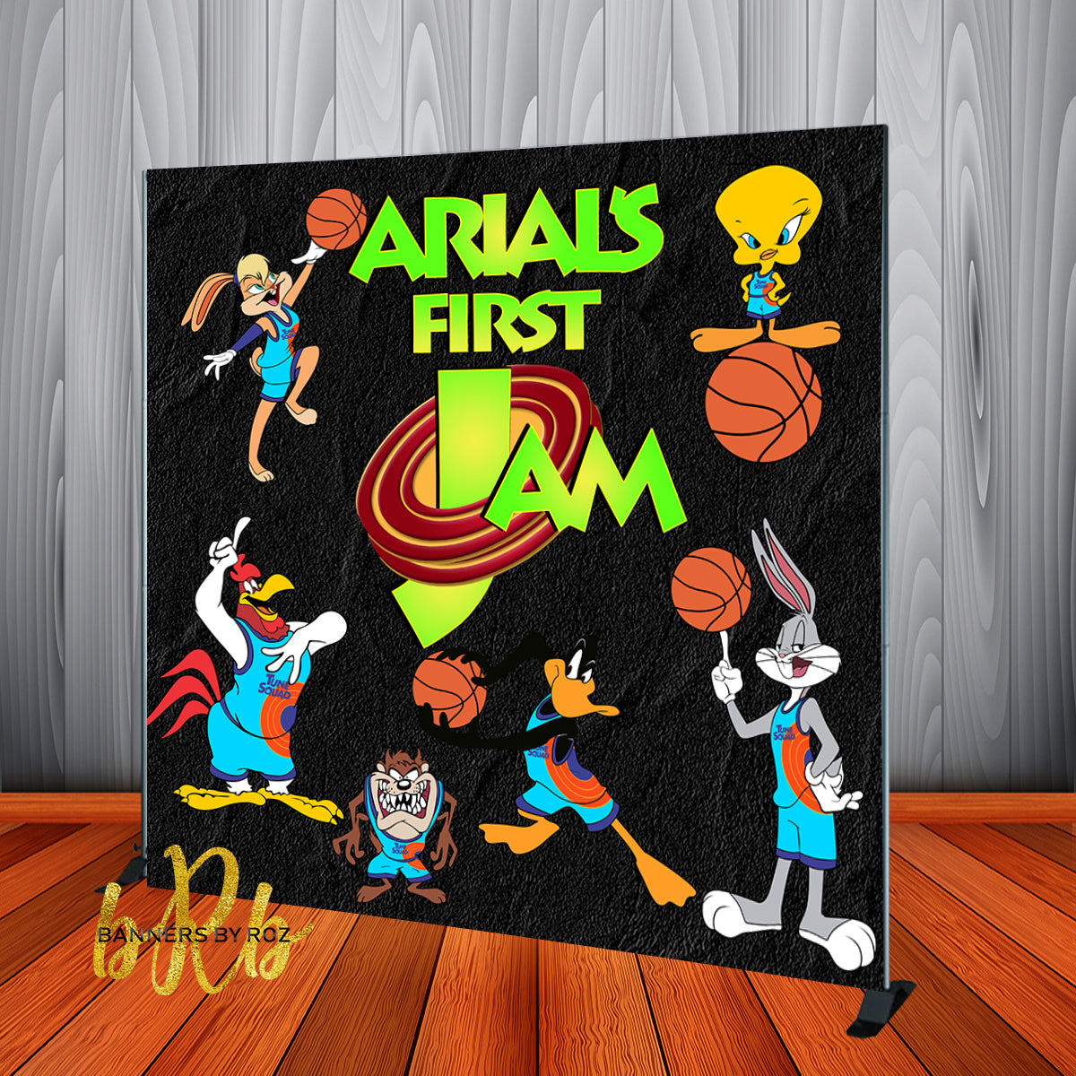 Space Jam Birthday Backdrop Personalized Step & Repeat - Designed, Pri ...